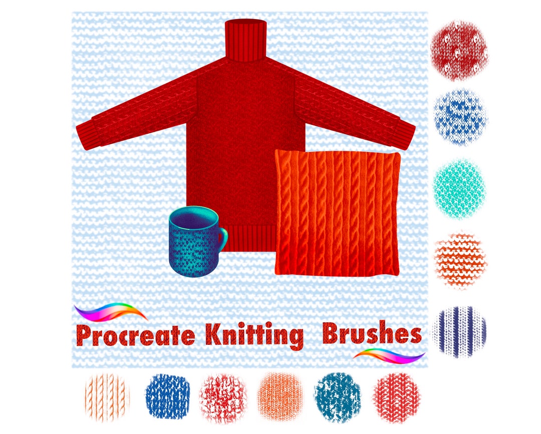 Procreate Fabric Brushes: 22 Knitting Seamless Texture Pattern Brushes ...