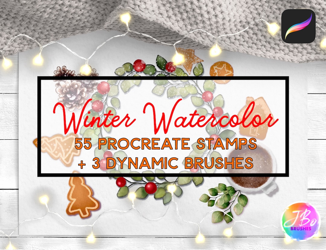 Procreate Watercolor Winter Christmas Brushes: 55 Stamps and 3 Bonus ...