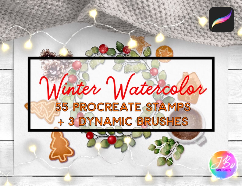 Procreate Watercolor Winter Christmas Brushes: 55 Stamps and 3 Bonus ...