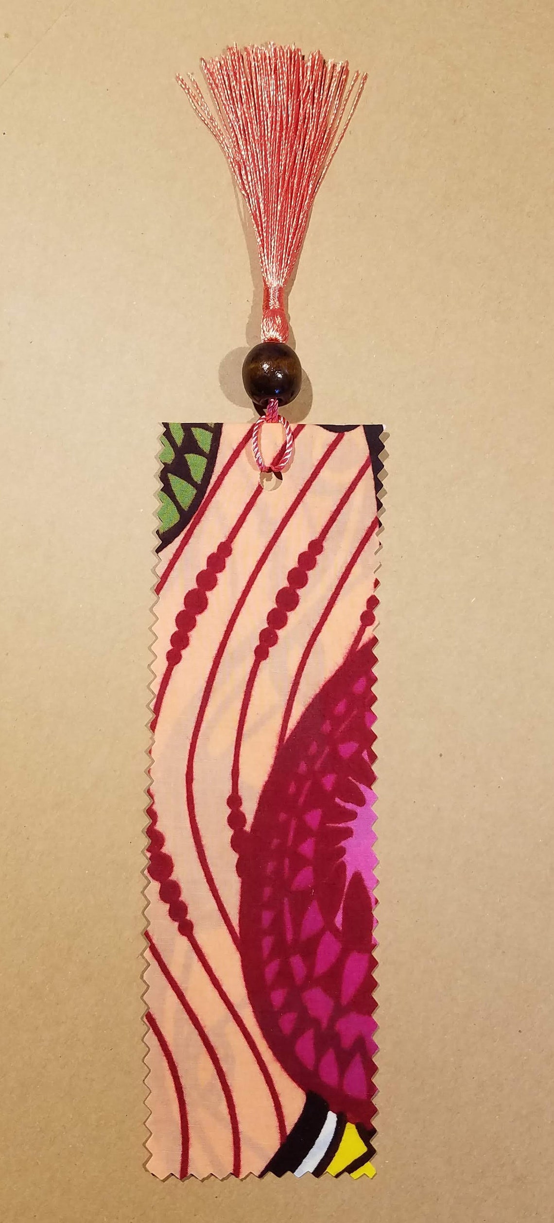 Afrocentric African Ankara Fabric Bookmark - Peach, Pink, Yellow and ...