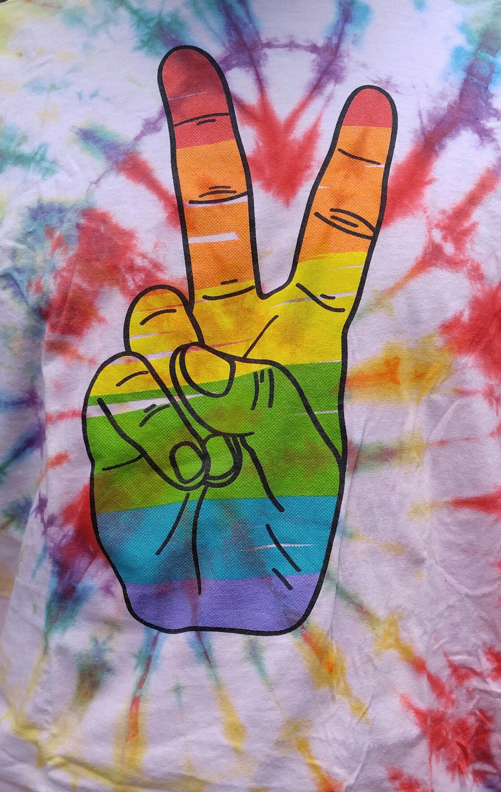NEW Beautiful Rainbow Colored Peace Sign Fingers Tie Dye | Etsy