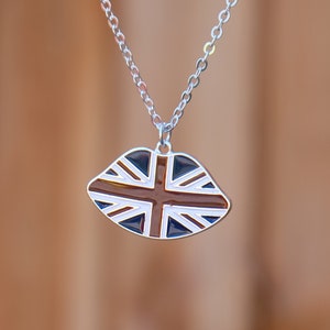 British Union Jack 'lips' Shaped Pendant Necklace - Etsy