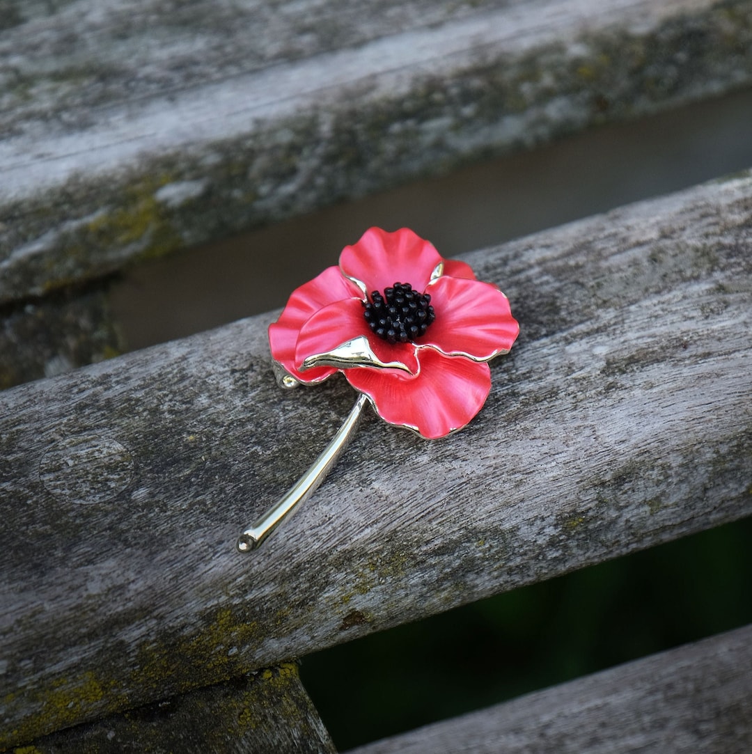 Poppy Red Flower Brooch - Etsy UK