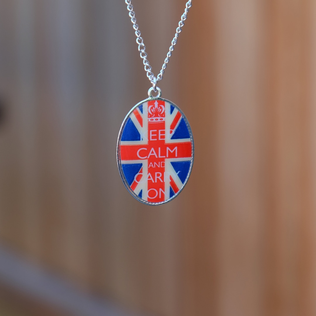 British Union Jack 'keep Calm and Carry On' Pendant Necklace - Etsy