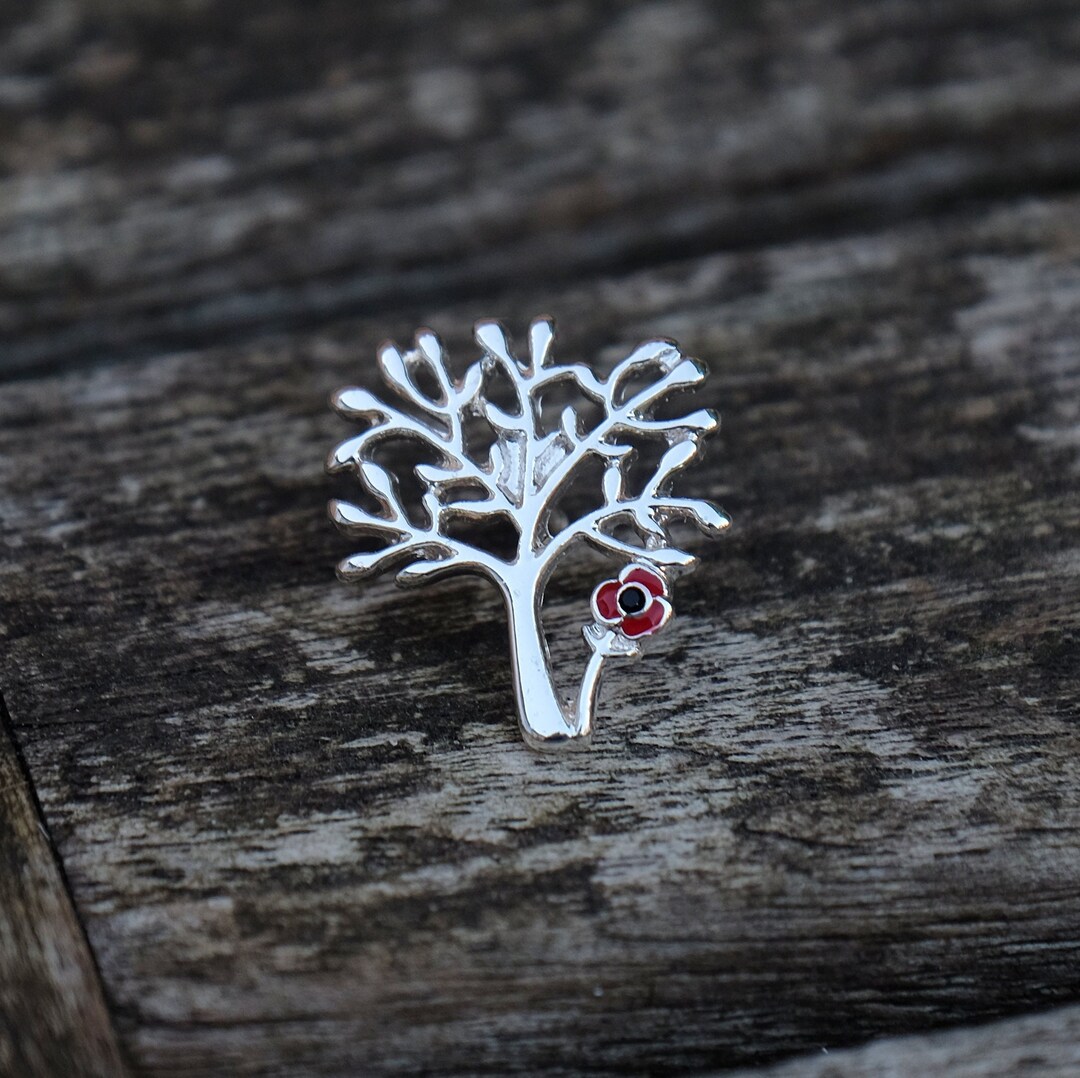 Tree of Life With Red Poppy Flower Pin Lapel Brooch - Etsy