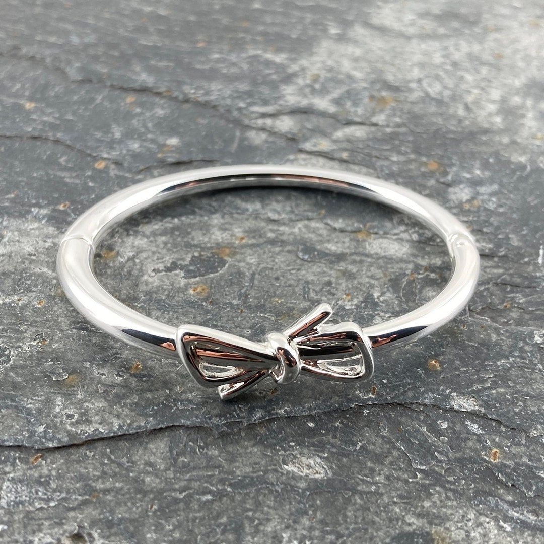 Hinged Bangle Bow Bangle Silver Tone in Gift Box - Etsy