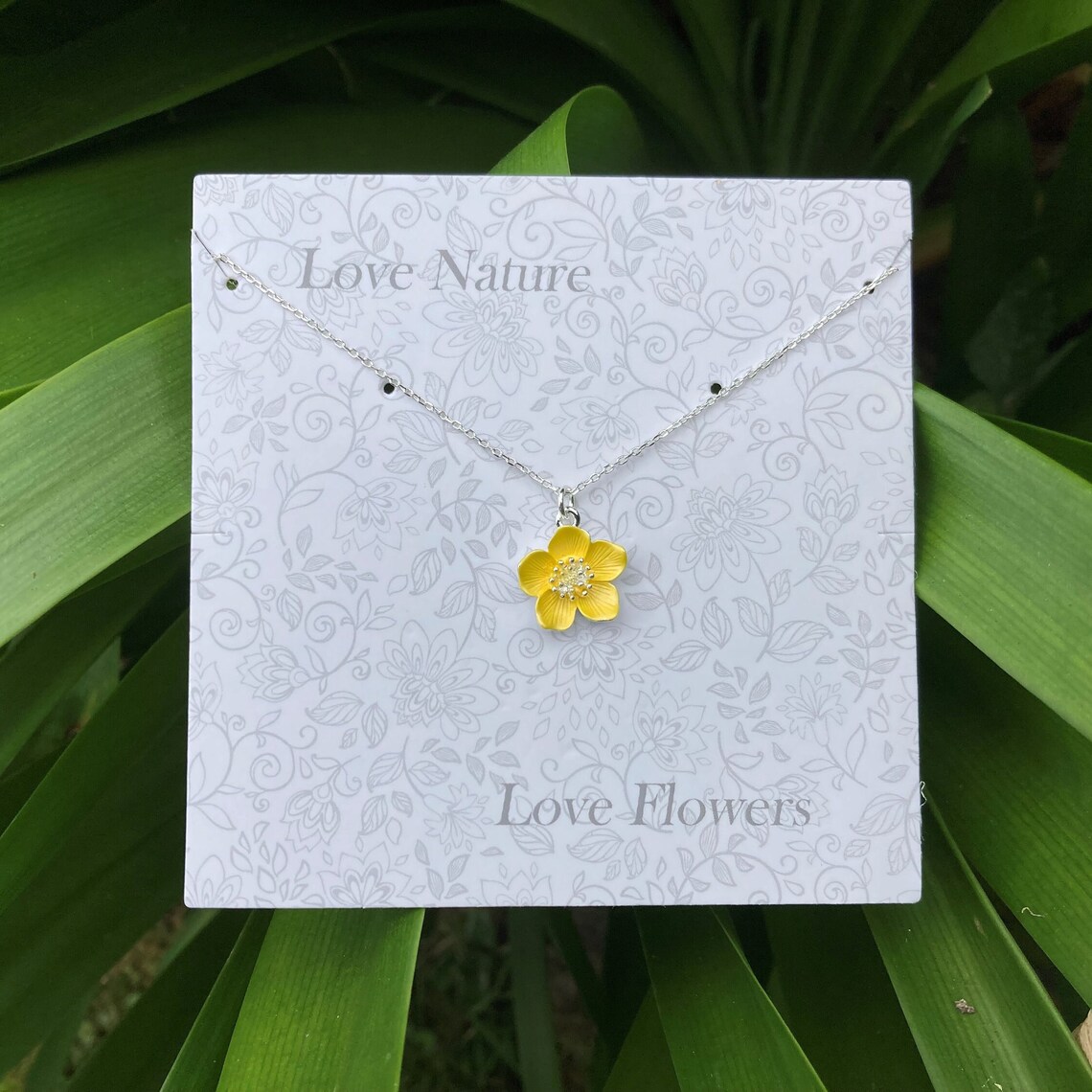 Buttercup Yellow Flower Delicate Pendant Necklace, Silver Plated - Etsy