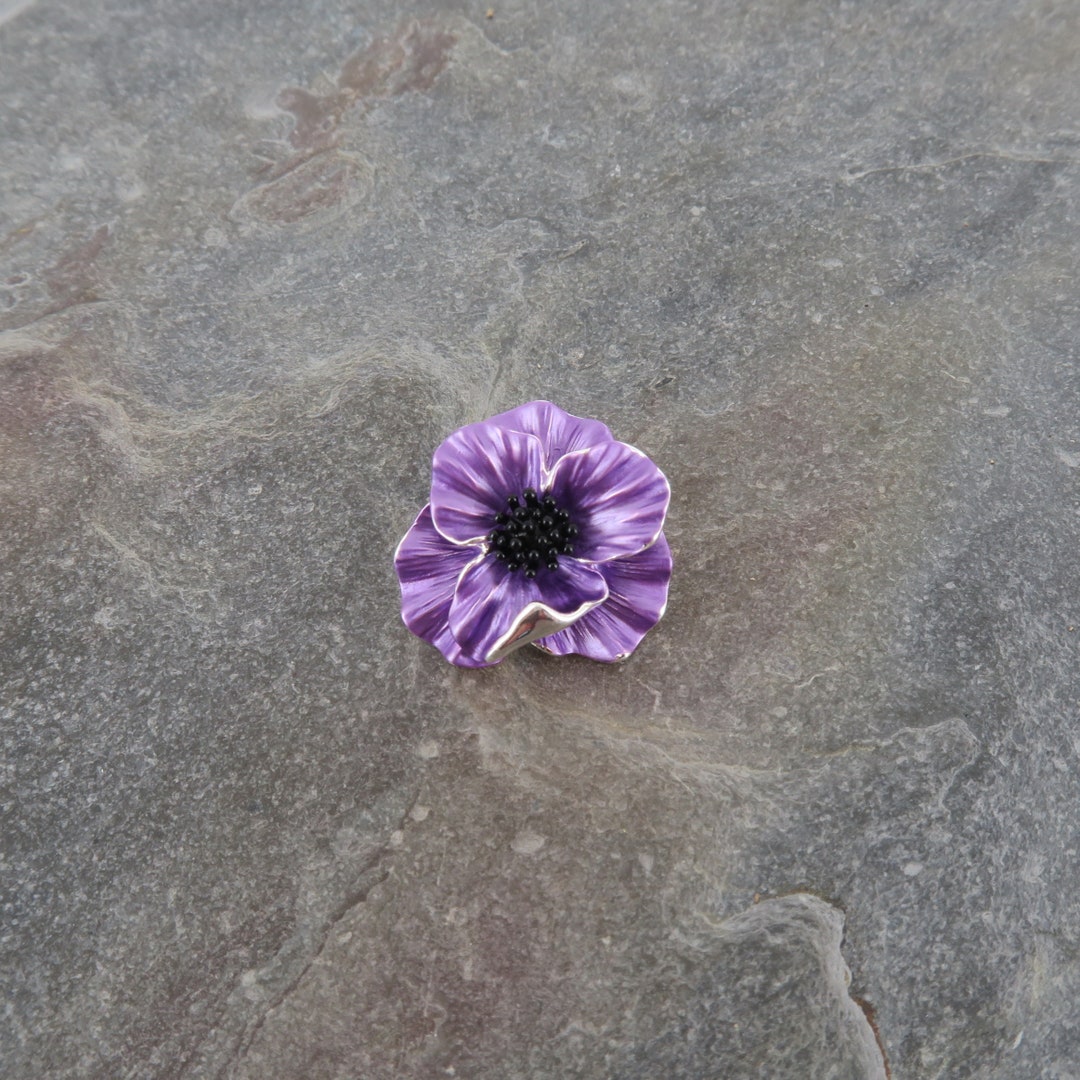 Poppy Purple Flower Lapel Pin Brooch, Silver Plated - Etsy