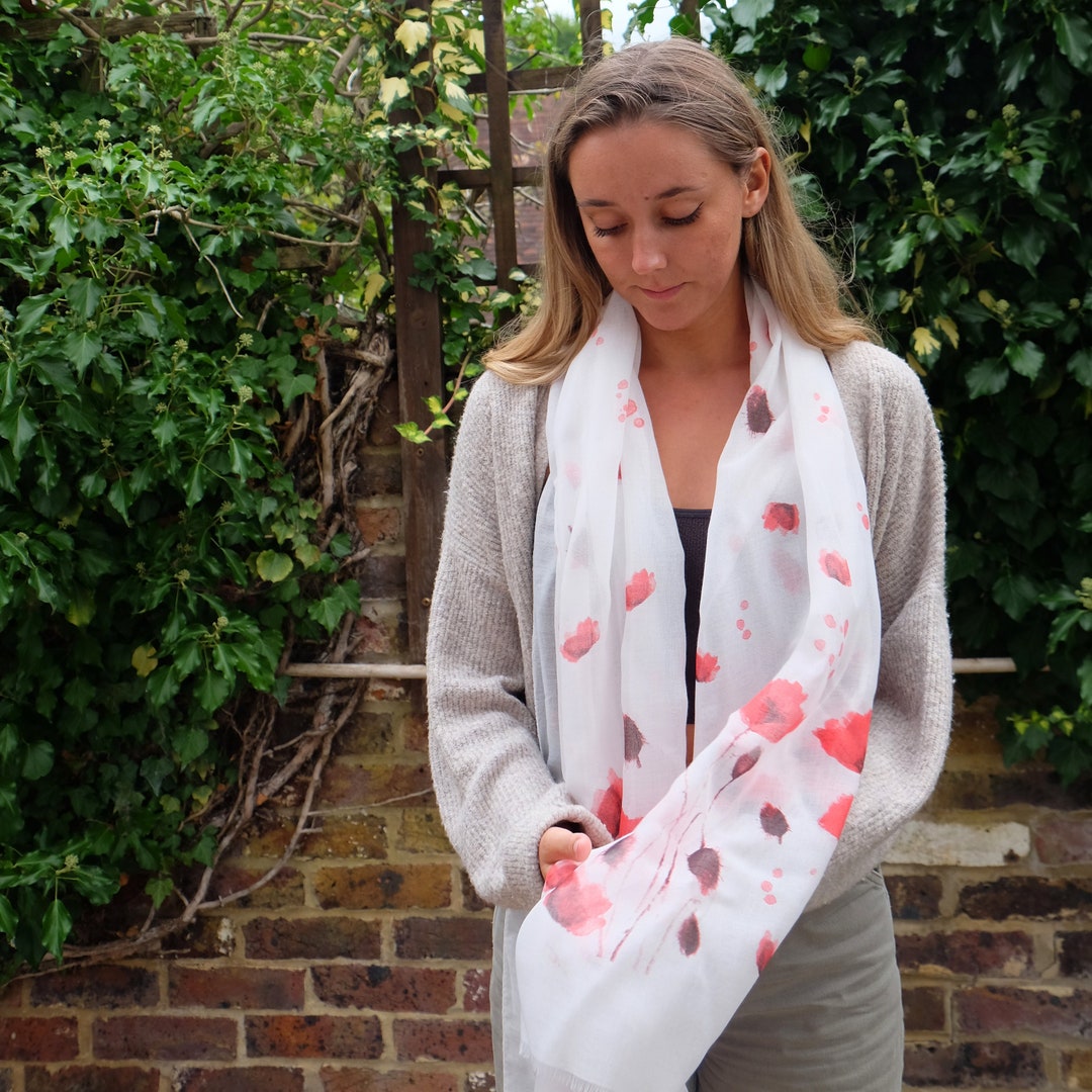 Poppy Red Lightweight Scarf - Etsy