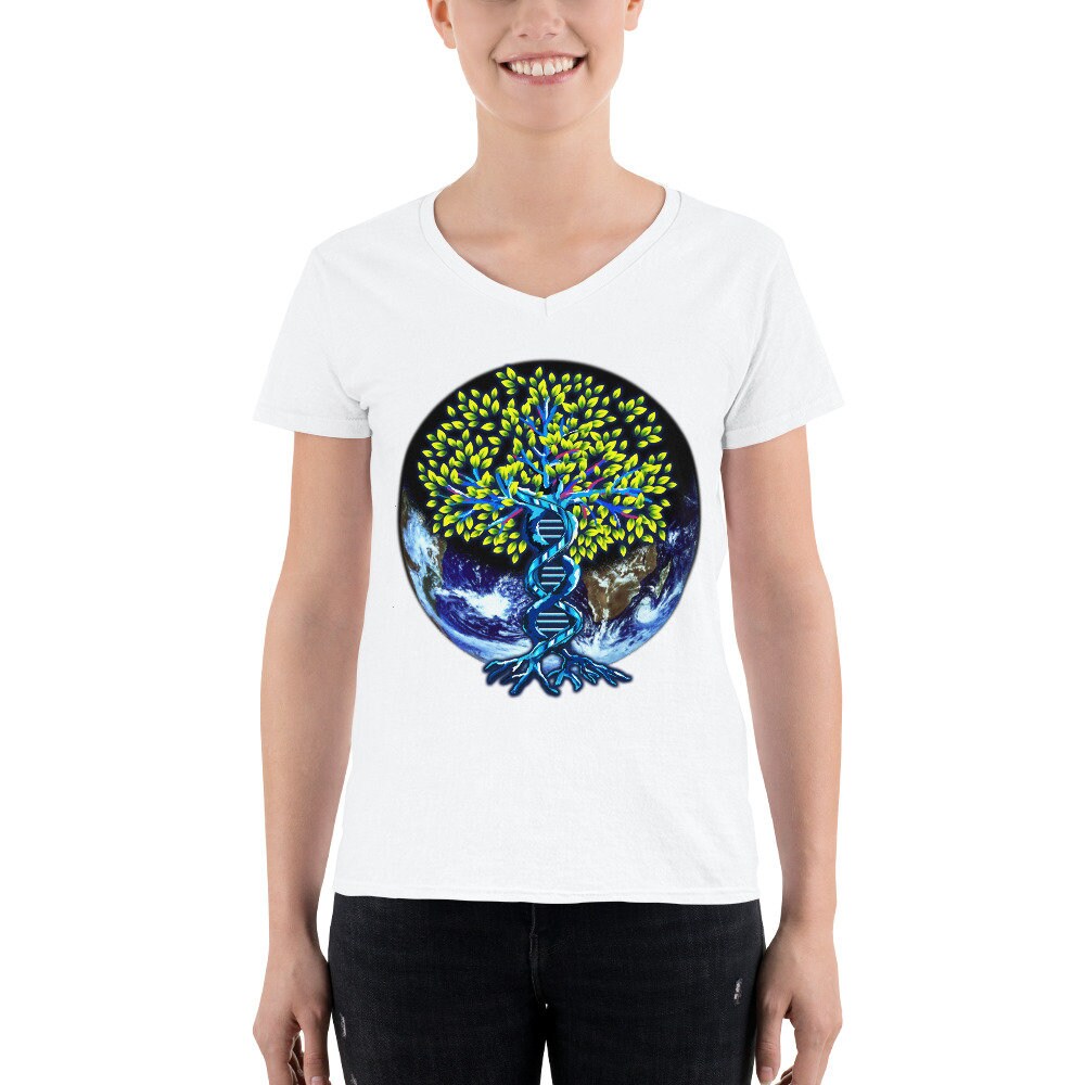 Biotechnology Tree of Life With Gene Editing Gift Design Women's V-neck ...