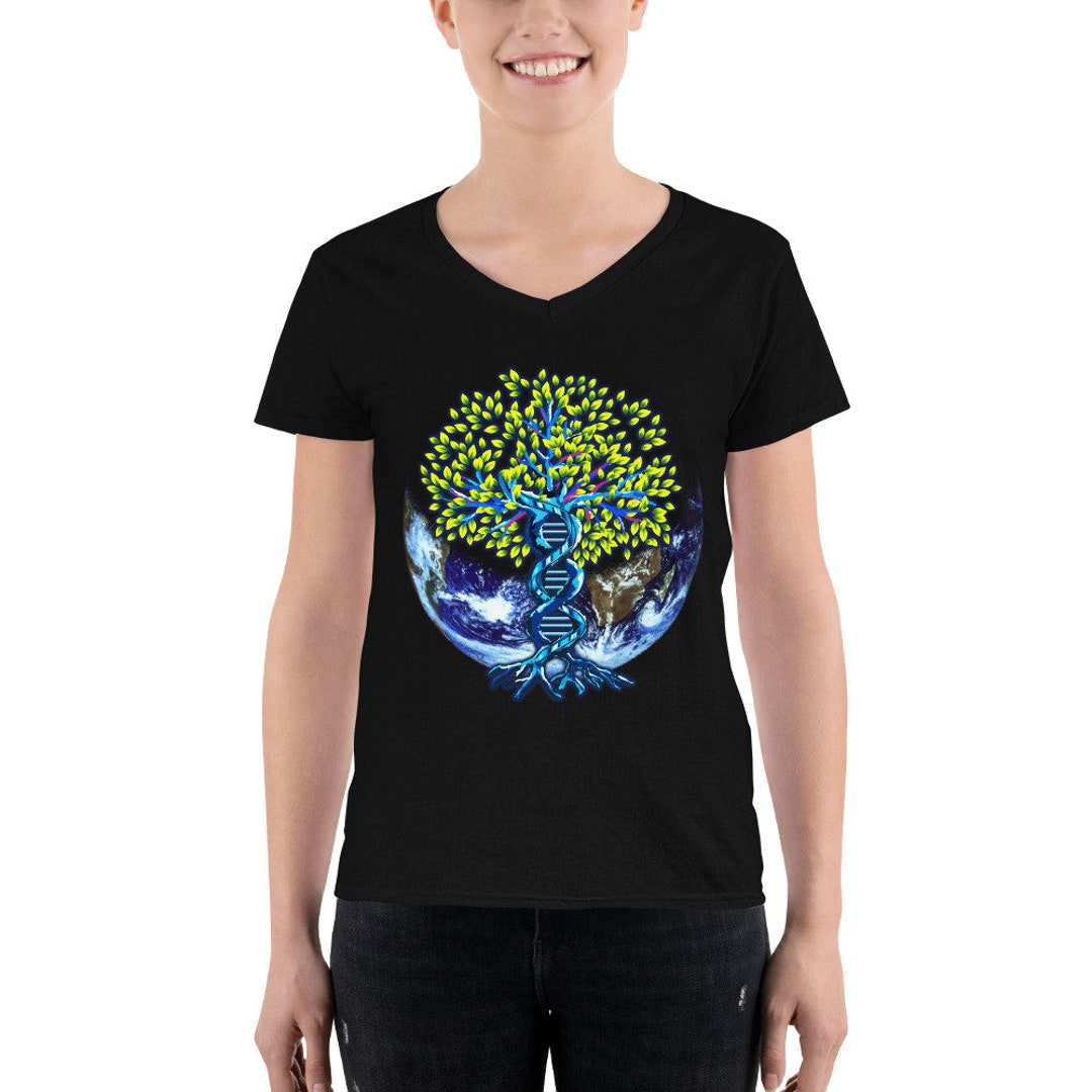 Biotechnology Tree of Life With Gene Editing Gift Design Women's V-neck ...