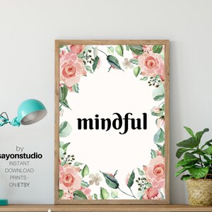 Printable Mindfulness Wall Art Floral Wreath Home Decor Self ...