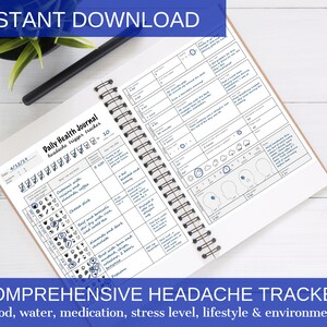Daily Headache Tracker or Migraine Triggers Printable Tracker - Instant ...