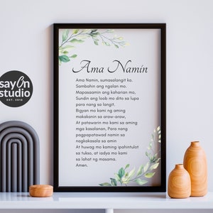 Filipino Prayer Our Father in Tagalog, Ama Namin Poster - Botanical ...
