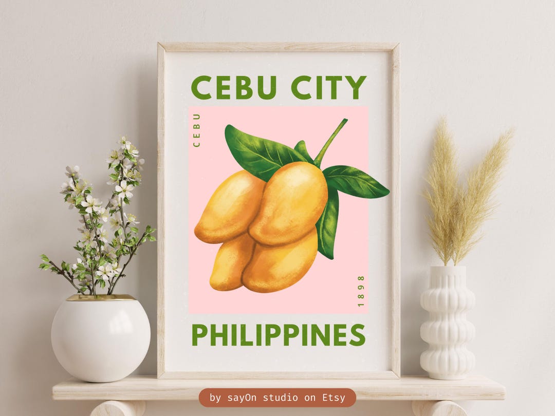 Cebu City Philippines Vintage Travel Poster, Retro Tropical Wall Art ...