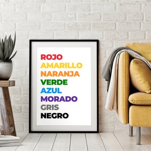 Spanish Colors Printable: Rainbow Nursery Art (digital Download) - Etsy