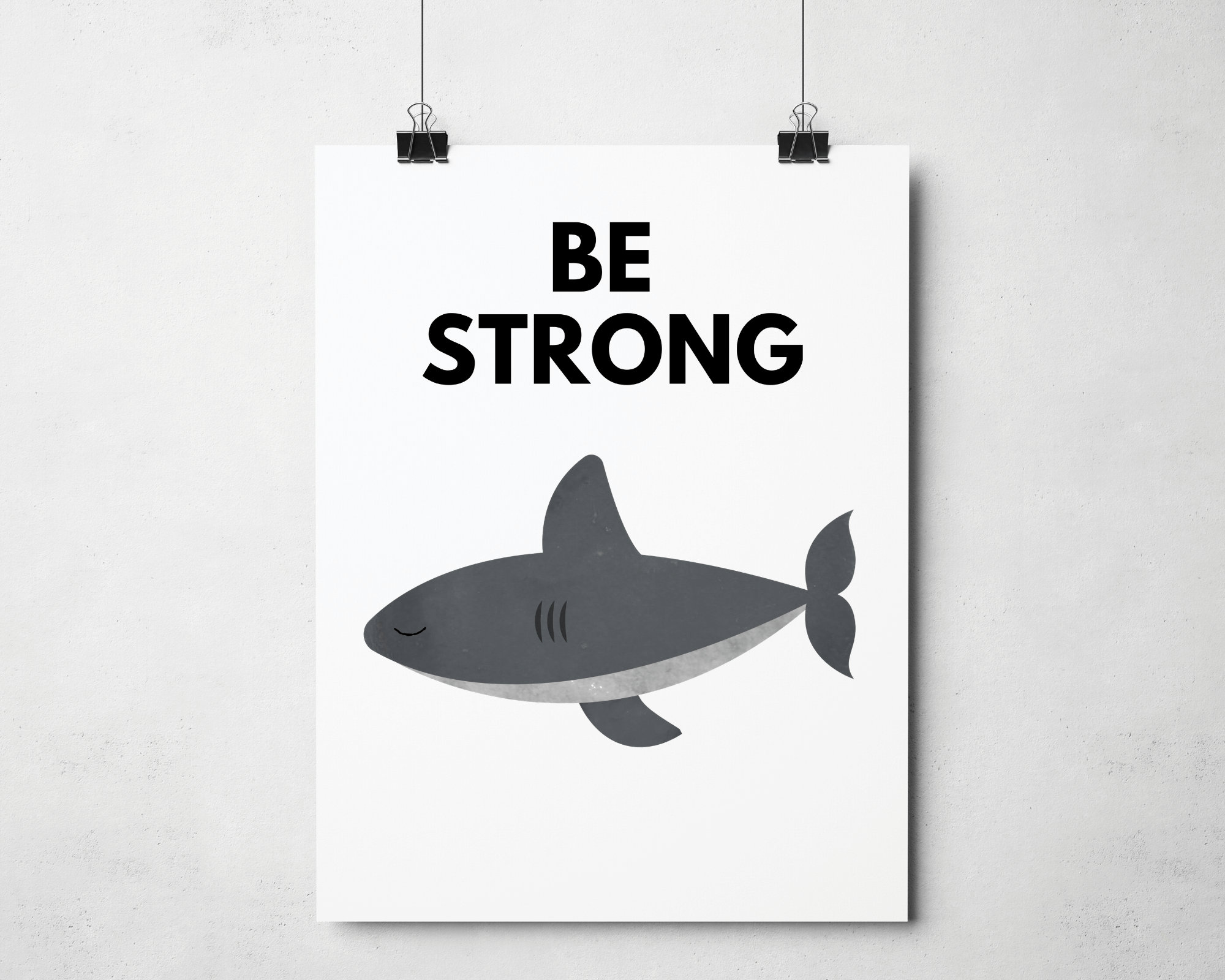 Shark Printable Nursery Animal Decor Be Strong Print Quote for - Etsy