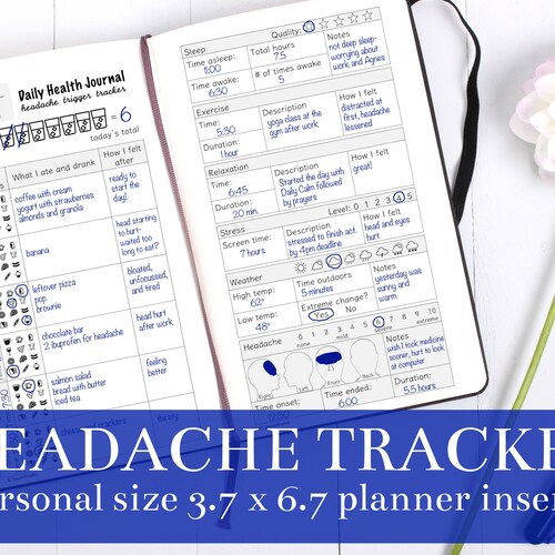 Migraine Tracker Printable Headache Log Health Journal - Etsy