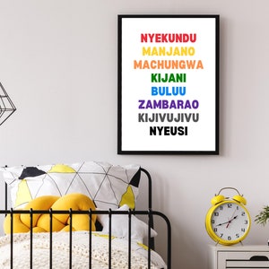 Swahili Colors Wall Art Print,swahili Language Decor,educational Poster ...