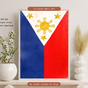 Philippine Flag Watercolor Art Print: Filipino Home Decor (digital ...