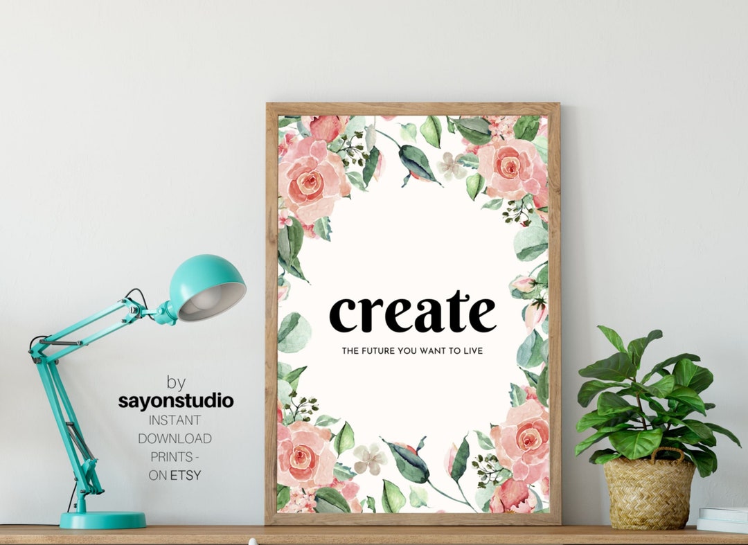 Printable Motivational Quotes Foliage Wall Art Greenery Poster Flower ...