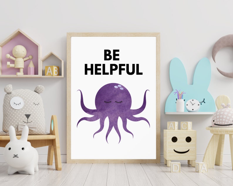 Be Helpful Octopus Print: Under the Sea Nursery Decor (digital Download ...