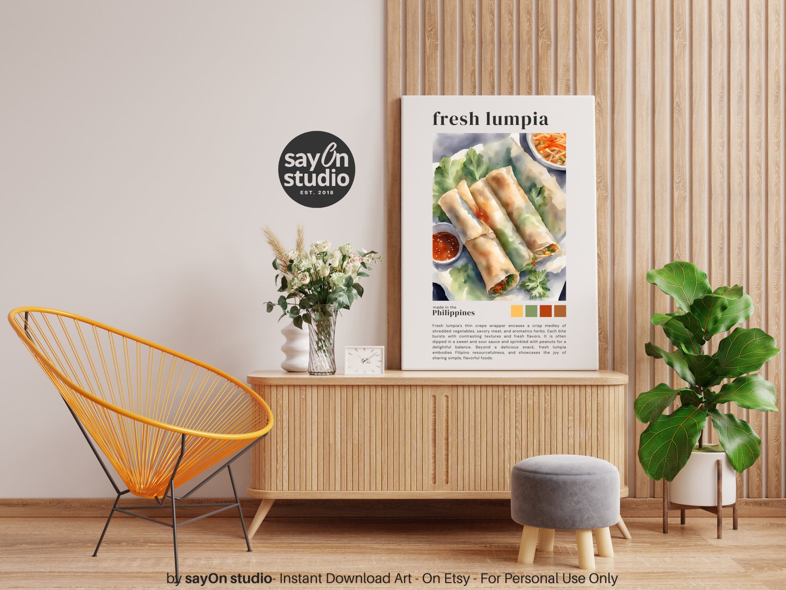 Fresh Lumpia Watercolor Art Print: Filipino Cuisine (digital Download ...