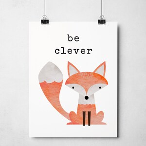 Fox Printable Watercolor Animal Nursery Wall Art Inspirational - Etsy