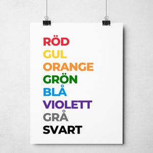 Colors Print in Swedish Art, Swedish Colors, Färger Printable ...