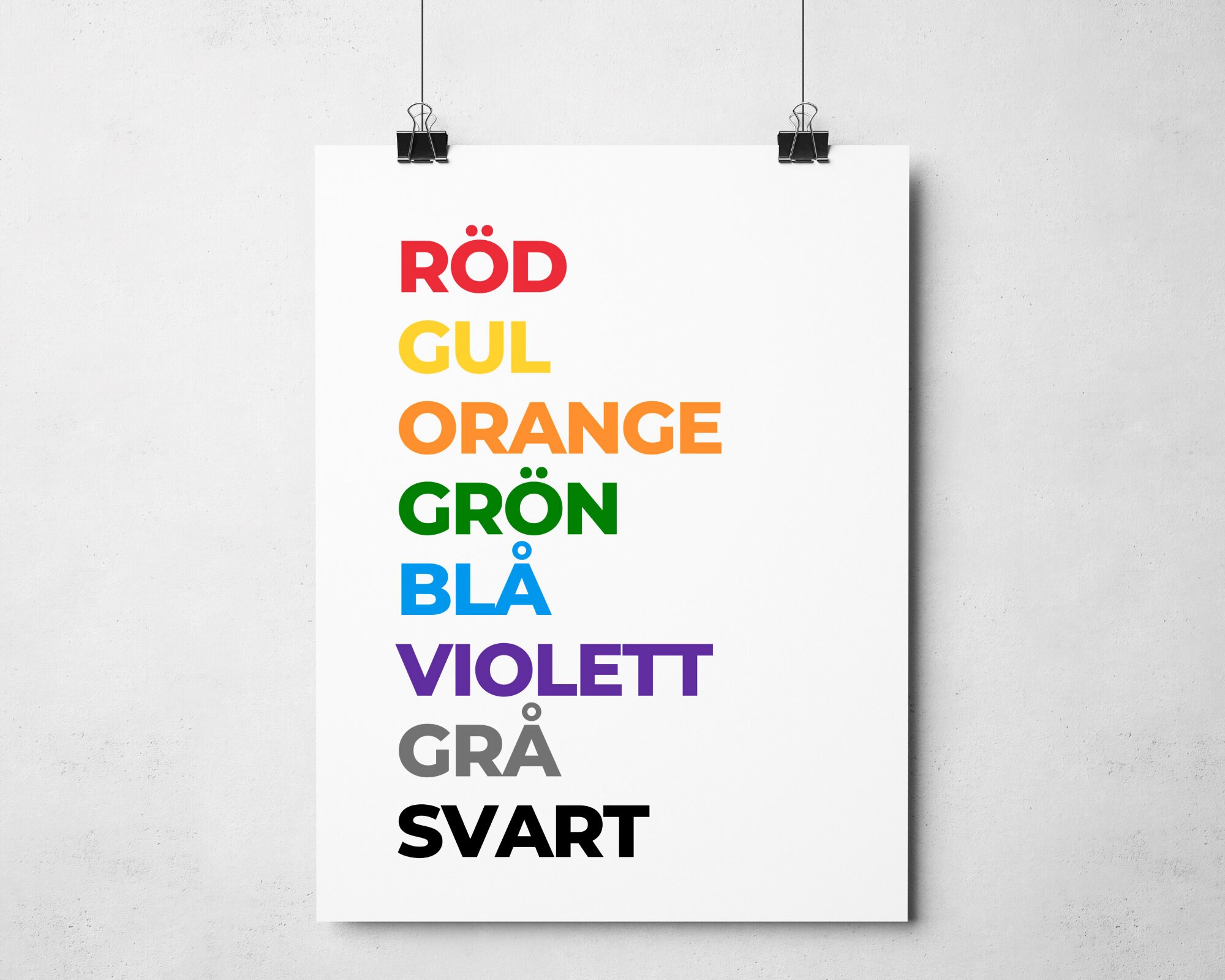 Colors Print in Swedish Art Swedish Colors Färger Printable - Etsy