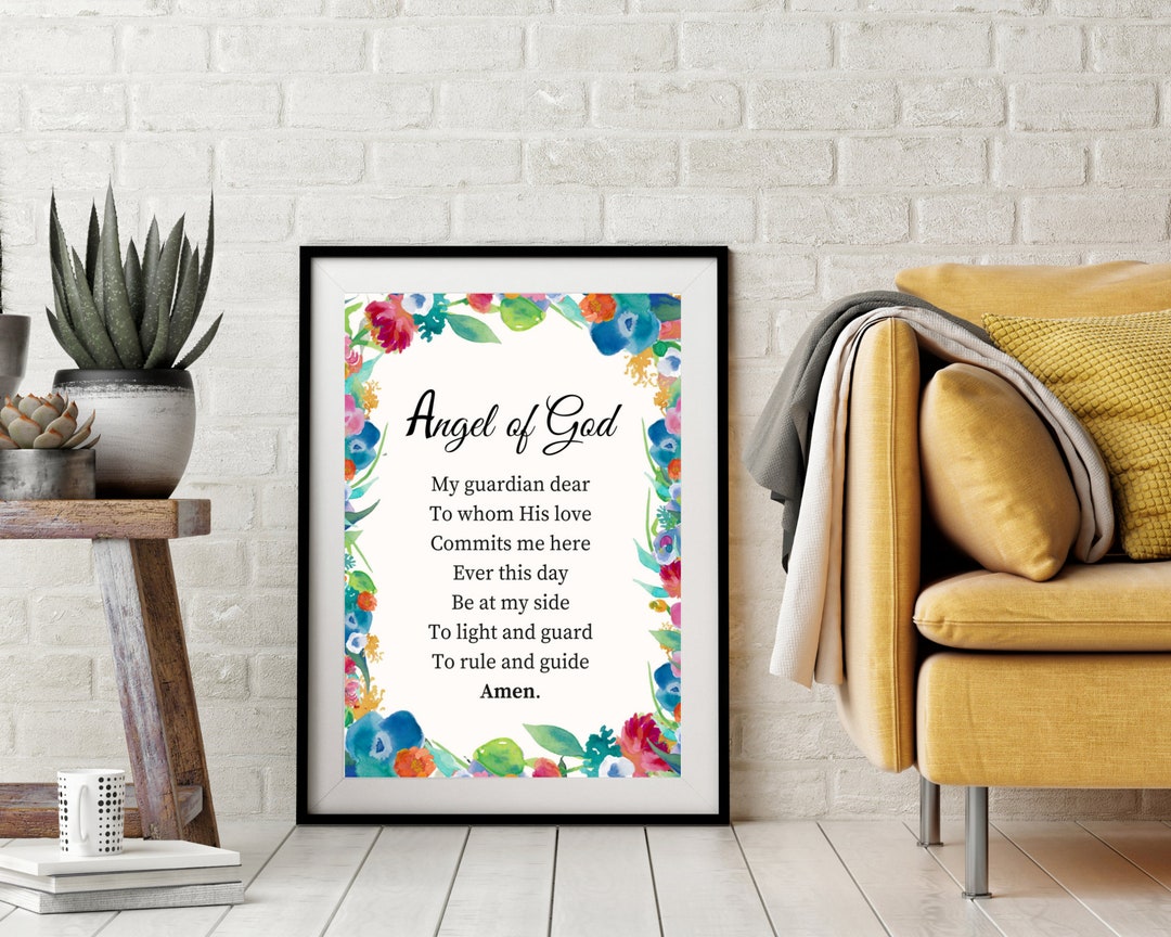 Angel of God Printable, Bible Verse Quotes, Meaningful Gift, Beautiful ...