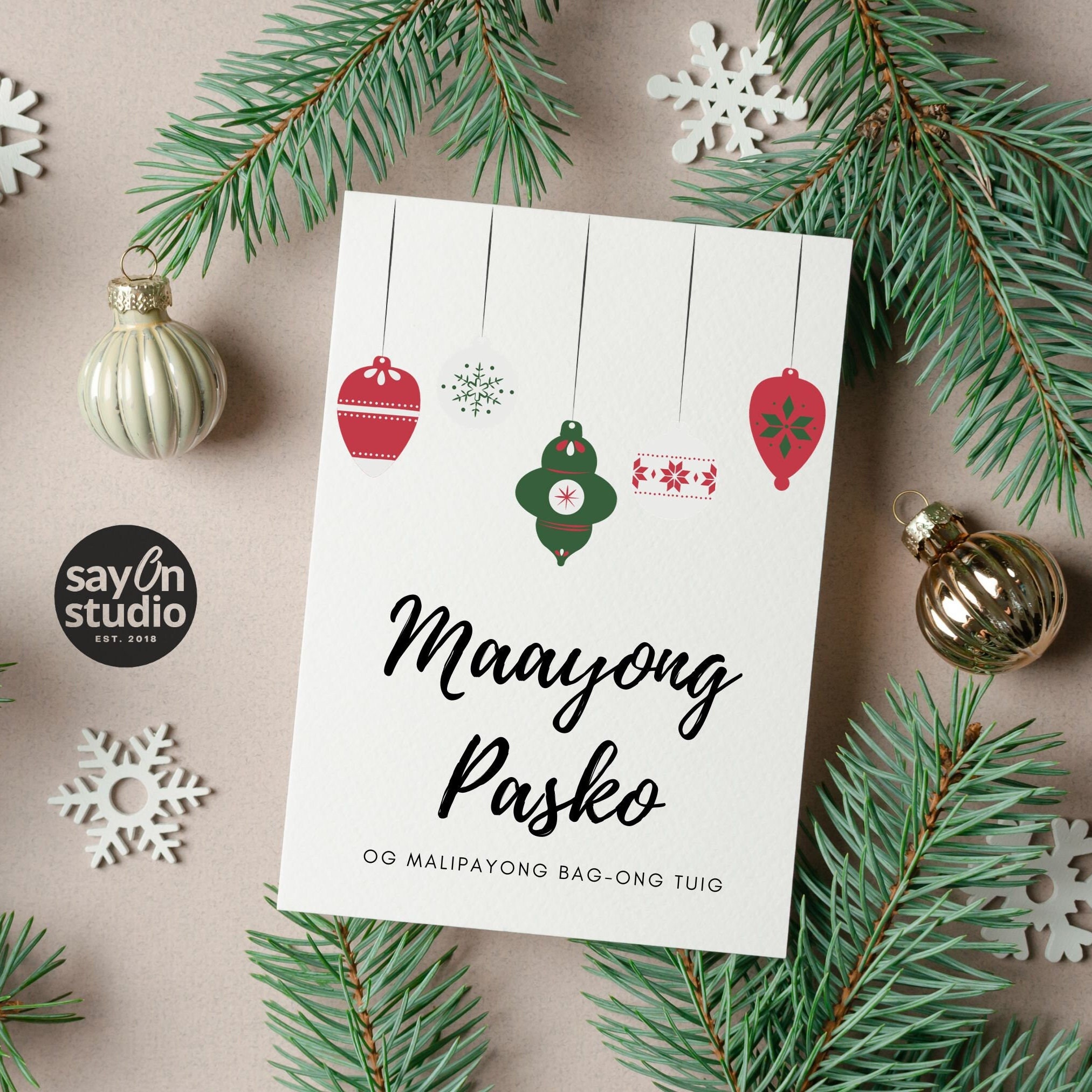 Filipino Christmas Card | Bisaya Typography Maayong Pasko Printable ...