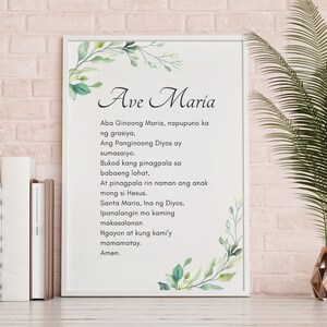 Hail Mary Printable in Tagalog Filipino Wall Art Ave Maria Poster ...