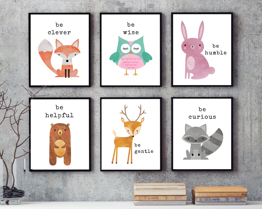 Woodland Animals Printable Wall Art | Set of 6 Prints | Kids Nursery ...