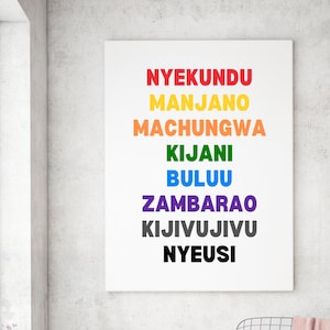 Swahili Colors Wall Art Print,swahili Language Decor,educational Poster ...