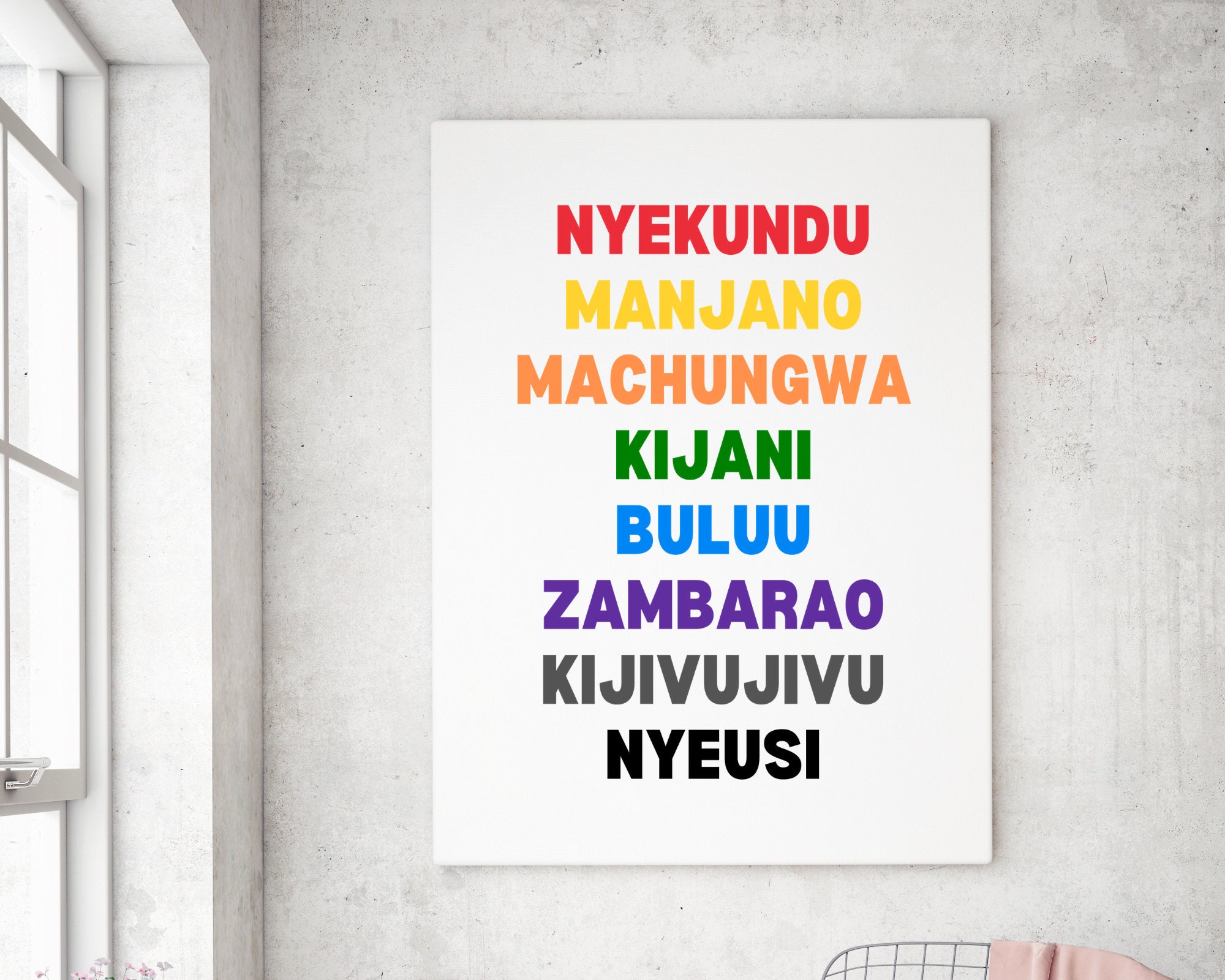 Swahili Colors Wall Art Printswahili Language - Etsy