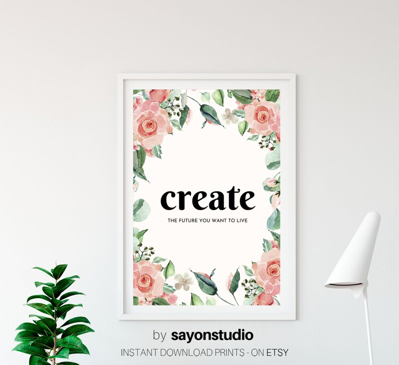Printable Motivational Quotes Foliage Wall Art Greenery Poster - Etsy
