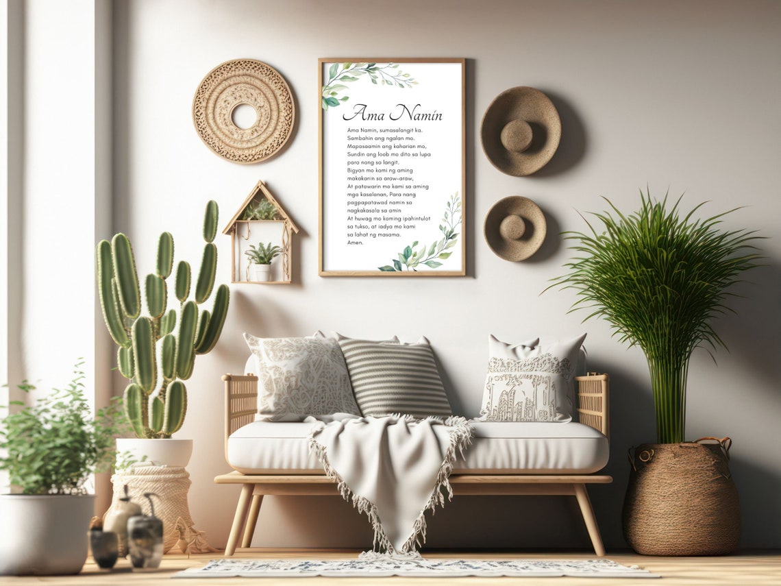 Filipino Prayer Our Father in Tagalog, Ama Namin Poster - Botanical ...
