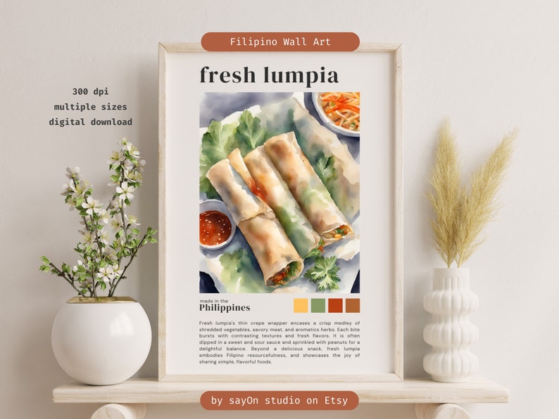 Fresh Lumpia Watercolor Art Print: Filipino Cuisine (digital Download ...