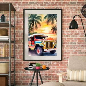 Filipino Culture Tropical Wall Art, Vintage Philippine Jeepney Travel ...