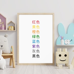 Colors in Chinese Printable Wall Art | Typography Art | Chinese Colors ...