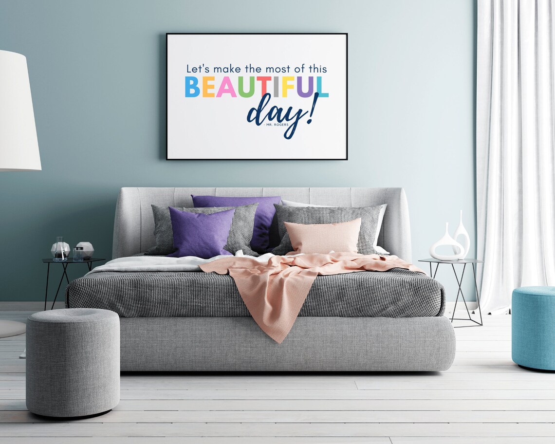Mr Rogers Poster Quote Printable Beautiful Day Kids Wall Art | Etsy