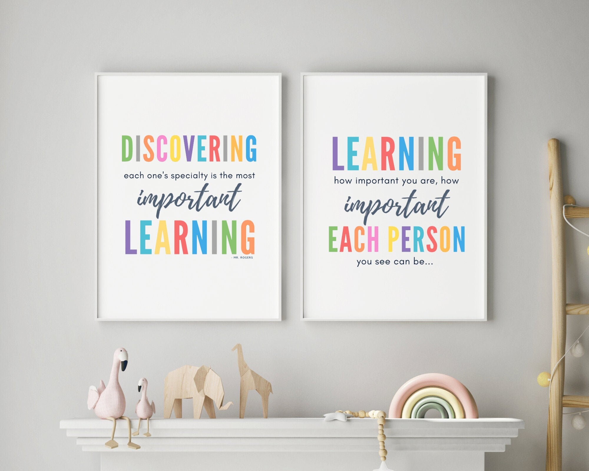 Mr. Rogers Quote,set of 2 Inspirational Print,classroom Decor,colorful ...