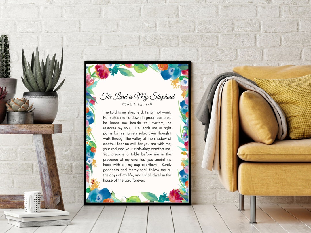 Psalm 23 Wall Art | the Lord is My Shepherd Print | Religious Quote ...