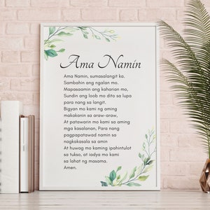 Filipino Prayer Our Father in Tagalog, Ama Namin Poster - Botanical ...