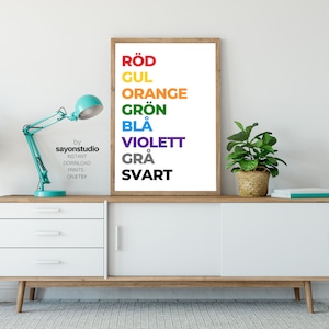 Colors Print in Swedish Art, Swedish Colors, Färger Printable ...