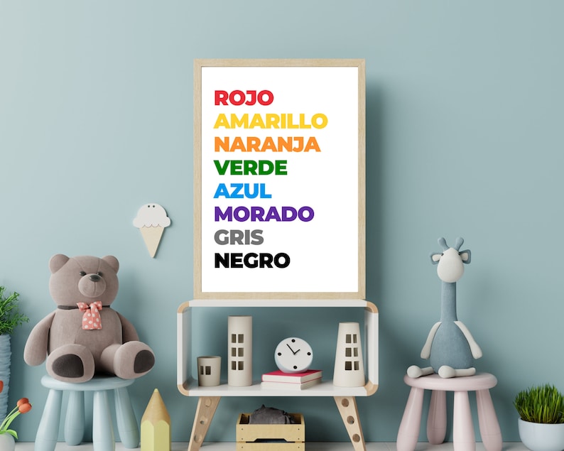 Spanish Colors Printable: Rainbow Nursery Art (digital Download) - Etsy