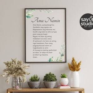 Filipino Prayer Our Father in Tagalog, Ama Namin Poster - Botanical ...