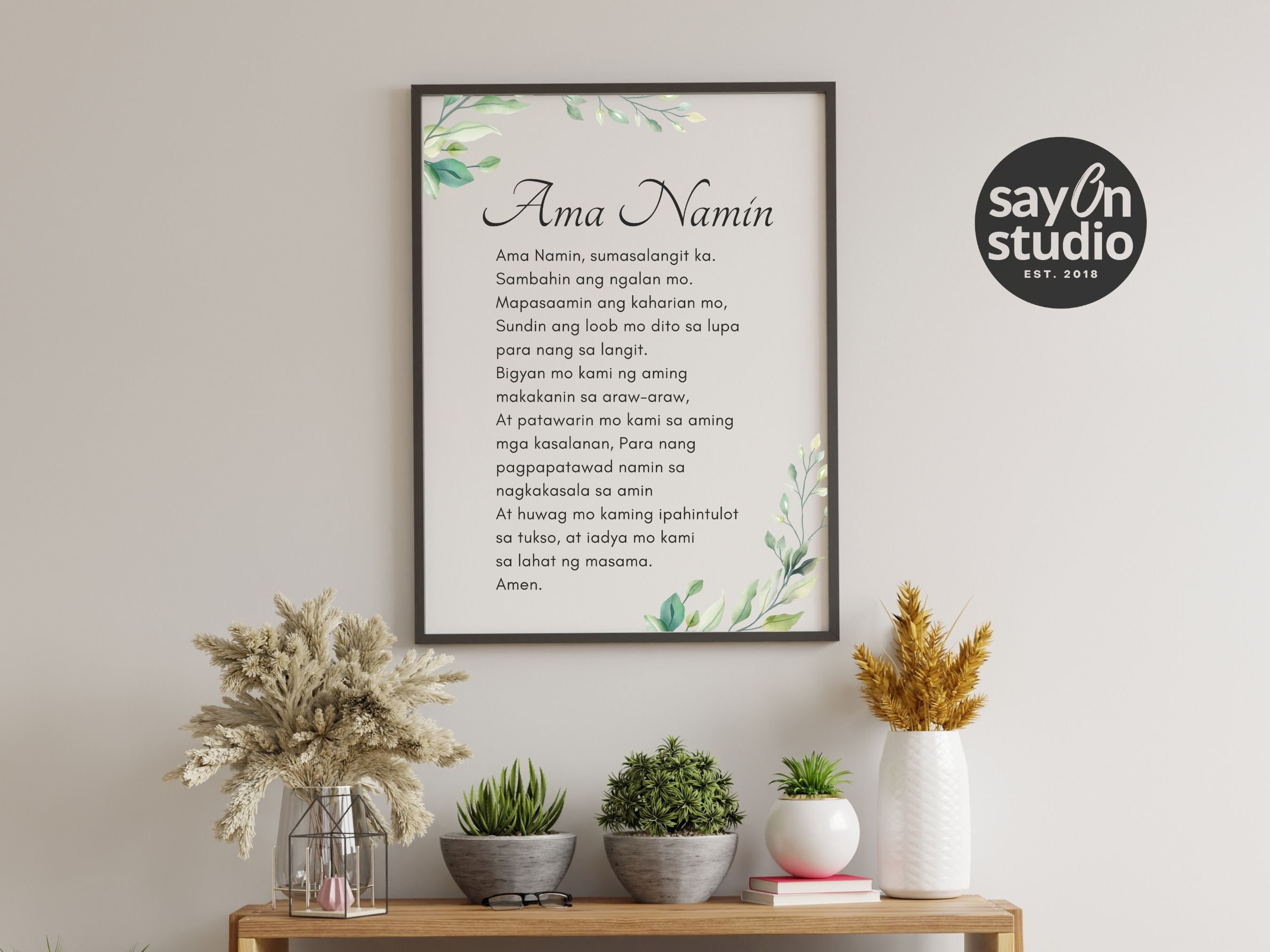 Filipino Prayer Our Father in Tagalog, Ama Namin Poster - Botanical ...