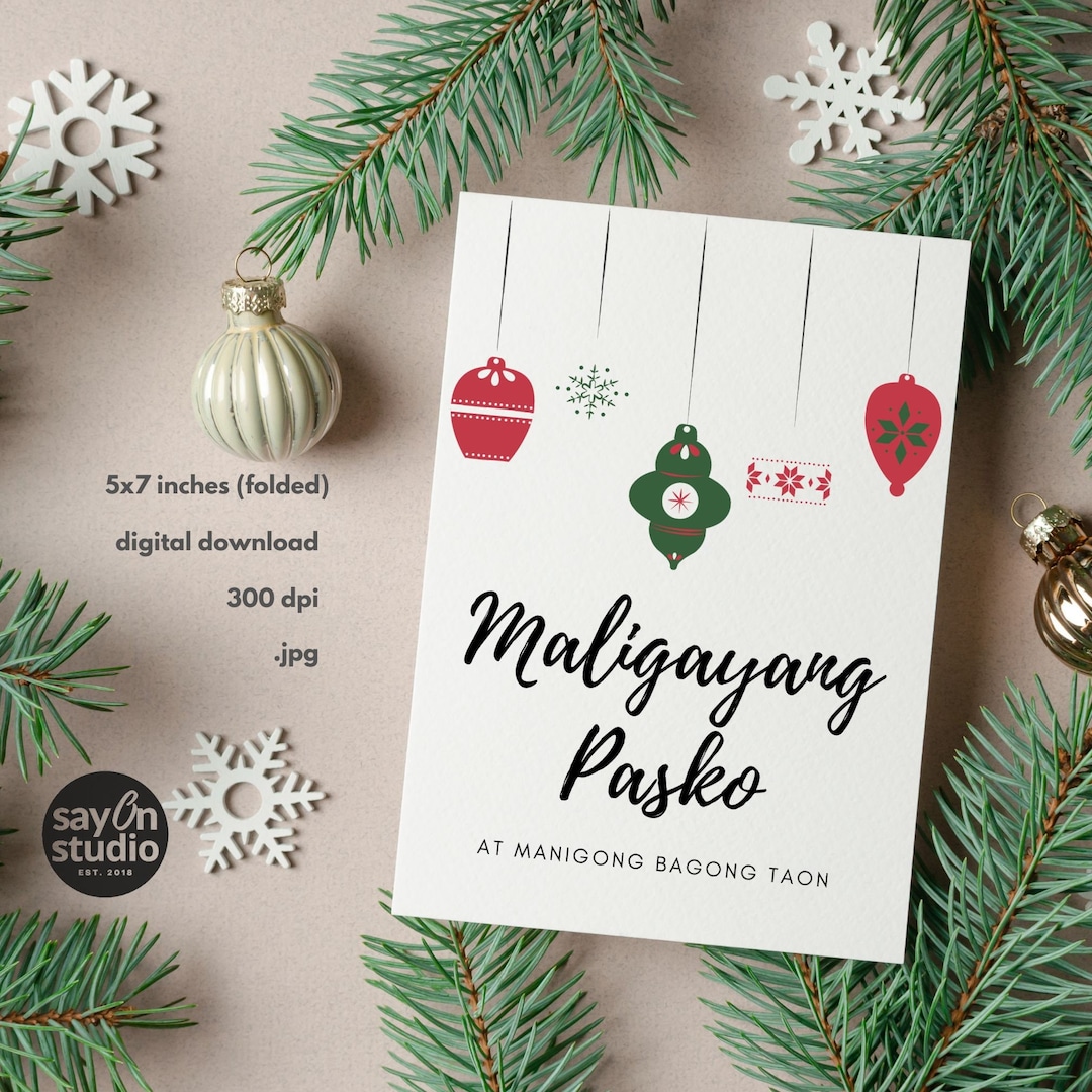 Filipino Print Christmas Greeting Card Maligayang Pasko Tagalo ...